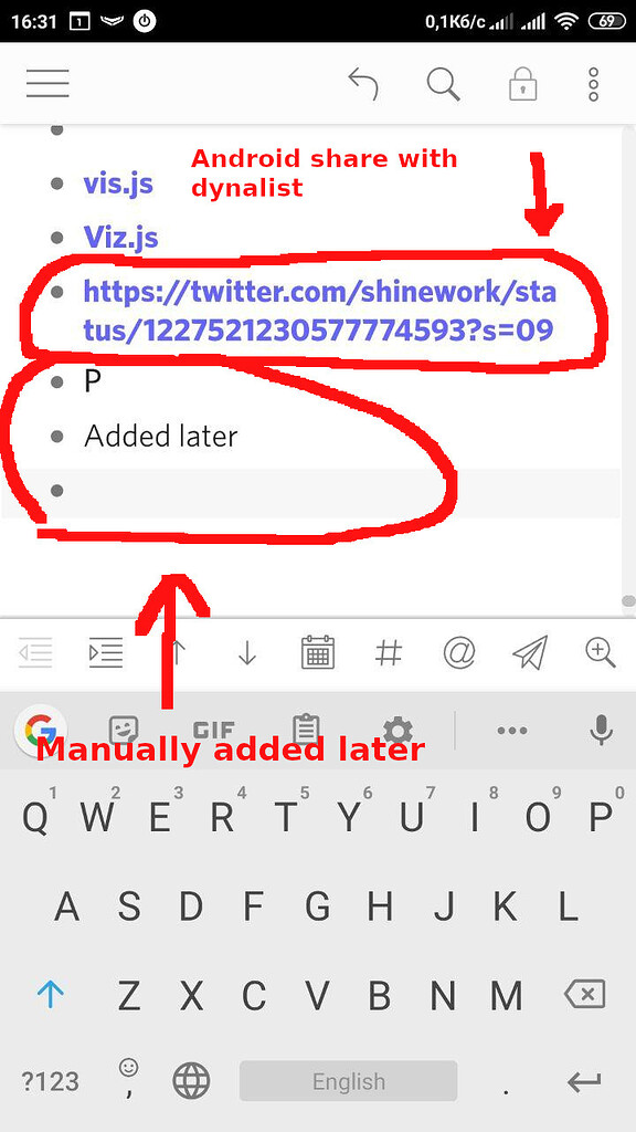 Data not get sync on Android `Share with` - 🐛Bugs - Dynalist Forum