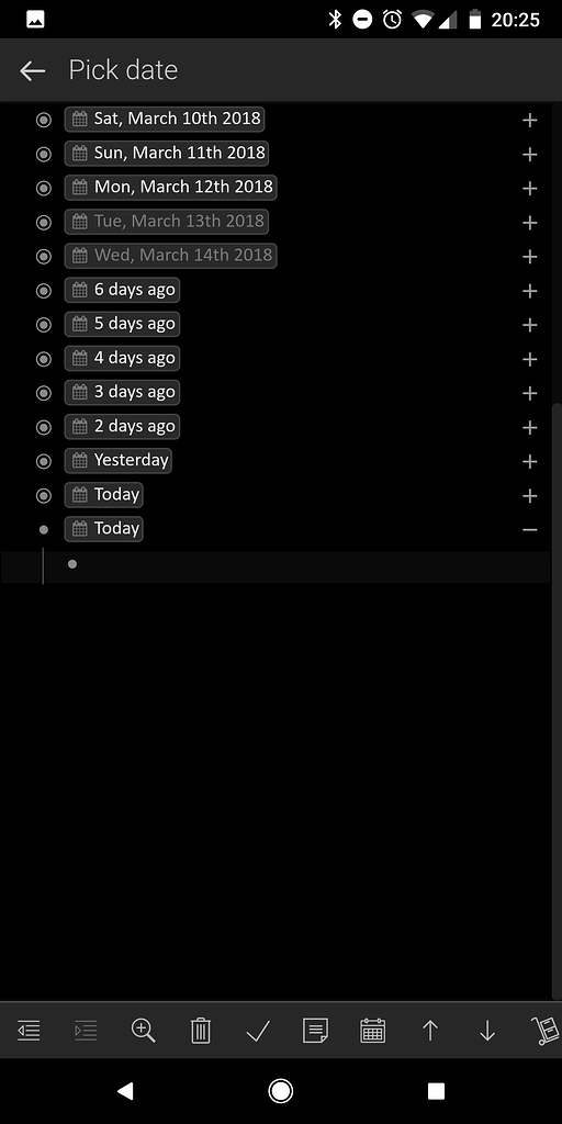 Mobile (Android) calendar title remains - 🐛Bugs - Dynalist Forum