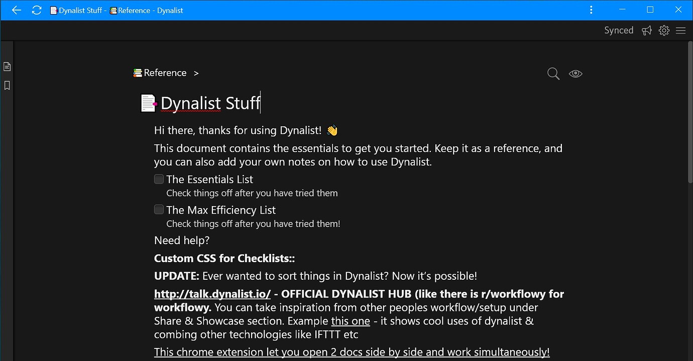 Dark mode for Chrome App's Title Bar - 🌟Features - Dynalist Forum