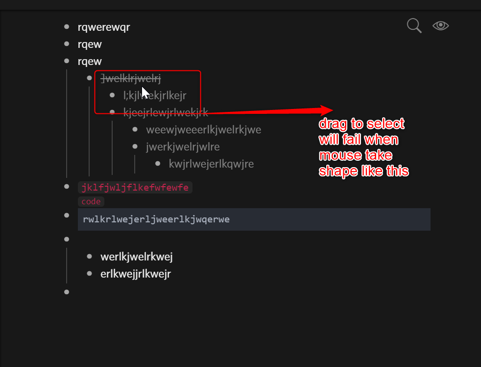 Select Block By Dragging Pointer Fail 🐛bugs Dynalist Forum 